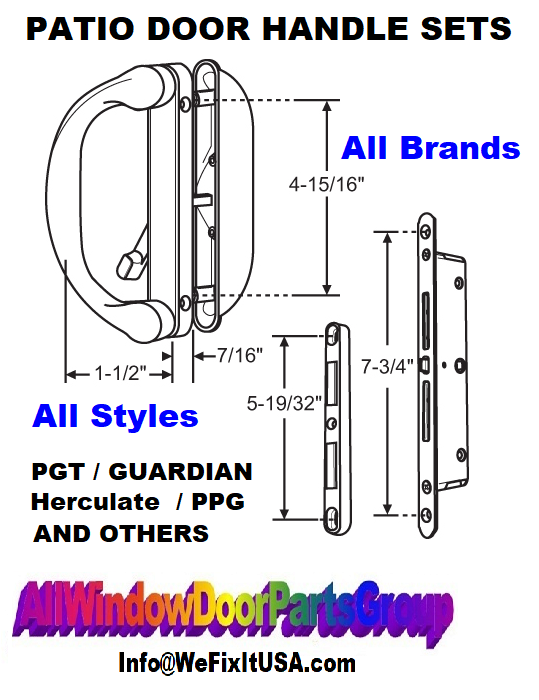 Handle Sets Guardian Herculite PPG PGT | Sliding Patio Glass Door Parts ...