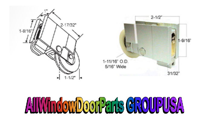 Patio Door Roller Nylon Wheel Assembly Pair | Guardian PPG Herculite ...