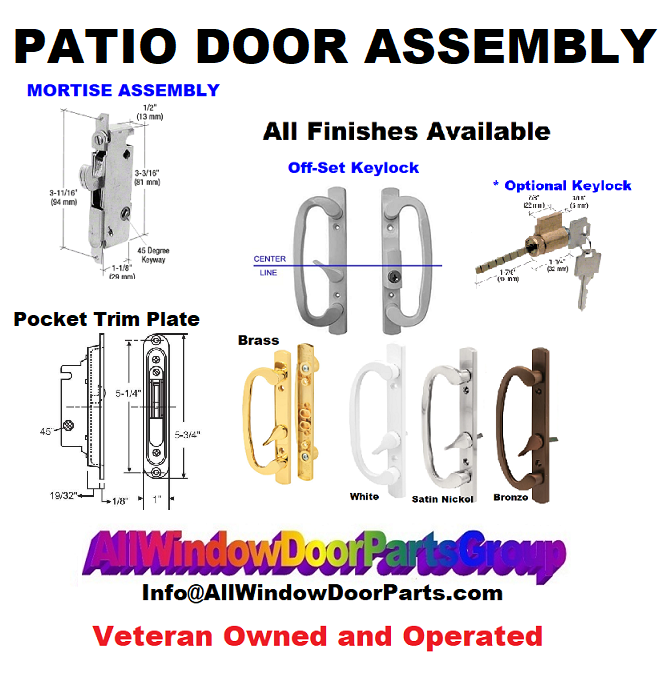 Norco Glass Sliding Patio Door Handle Set [Off-Set Latch] All Finishes ...