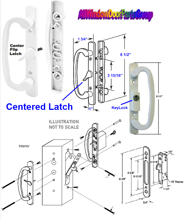 Sliding Patio Door Handle Set with Lock | Center Latch | Guardian | All ...